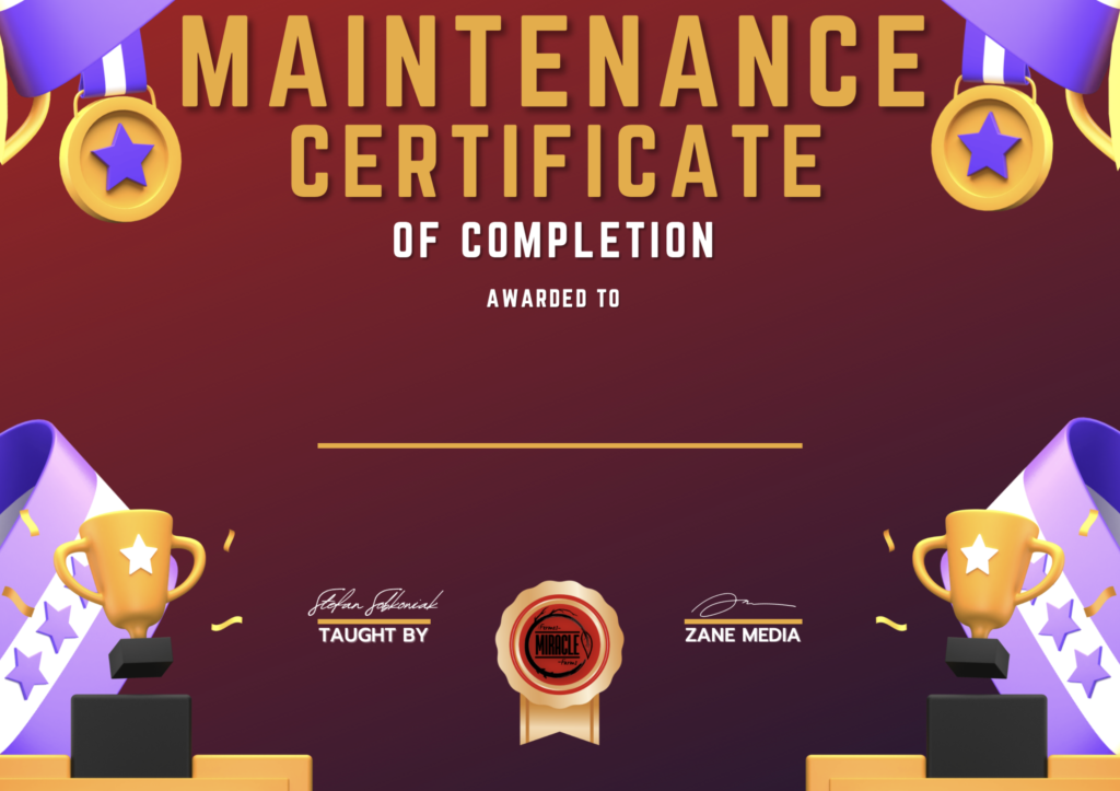 MAINTENANCE CERTIFICATE – Permaculture Master Class